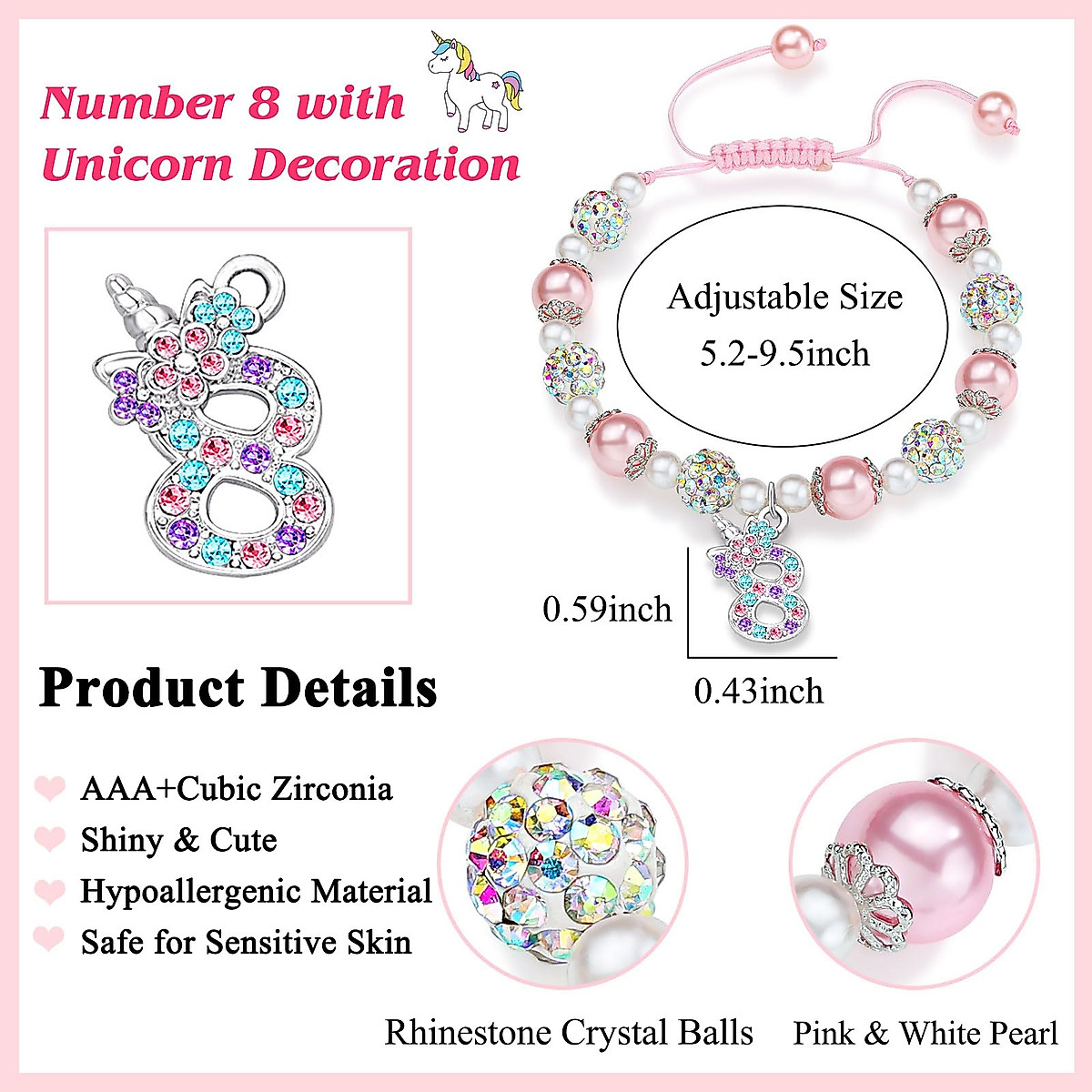 UPROMI 8 Year Old Girls Birthday Gifts for Age 6 8 12 7 10, Unicorn Christmas Easter Stuffers Valentines Day Gifts for Girls Bracelet Ideas