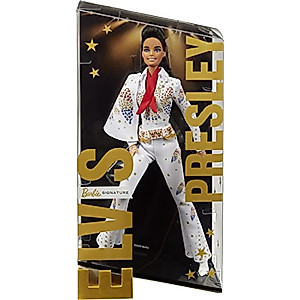 Barbie Signature Elvis Presley Barbie Doll (12-in) With Pompadour Hairstyle, Wearing “American Eagle” Jumpsuit, Gift for Collectors