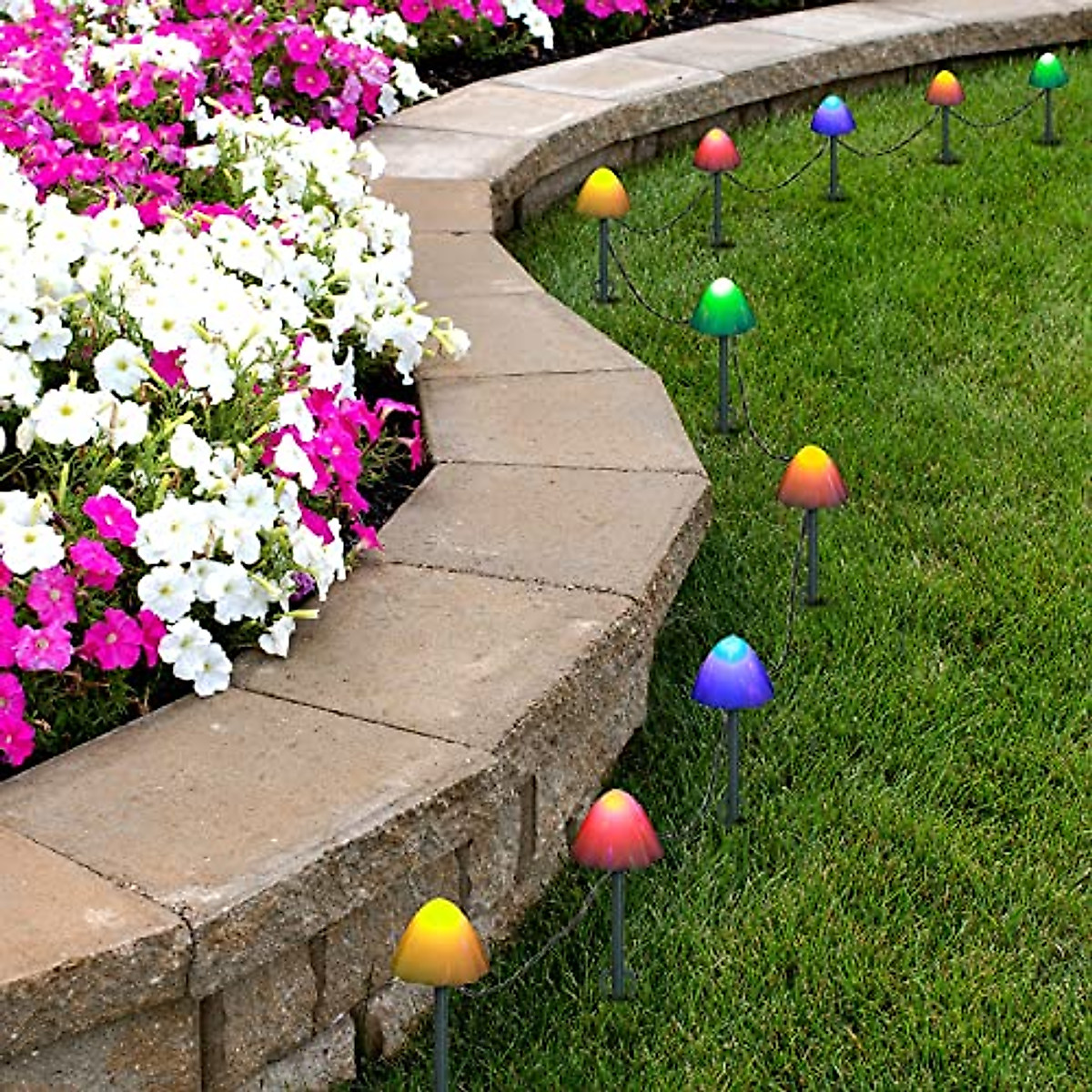 Remagr 4 Set 48 LED Mushroom Solar Lights 50 ft Mini Shaped Pathway Landscape Modes Powered Night Light Waterproof for Garden Patio Lawn Backyard Christmas , multiple colors