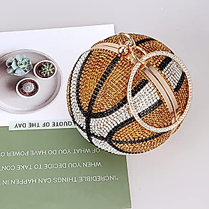 GripIt Rhinestone Basketball Round Bag Purse And Handbags for Women Gold Clutch Evening Hand Bags Party Wedding Ball Cool Purses Diamond Clutch Purses