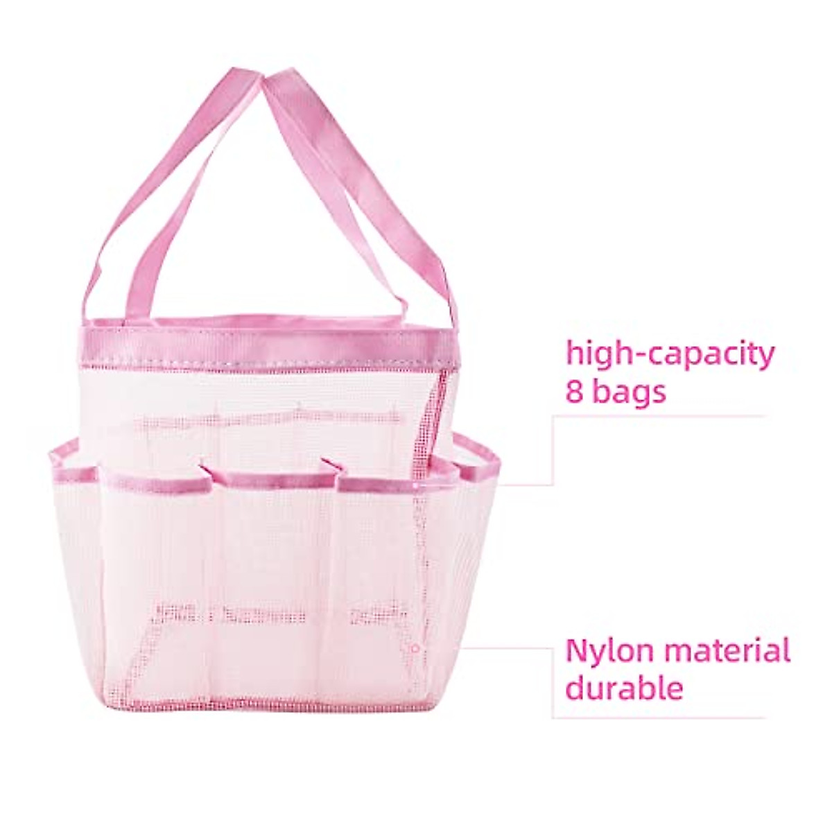 Mesh Shower Caddy Portable,Shower Tote,8 Pockets College Shower Caddy Shower Bag for Bathroom Dorm Gym Travel