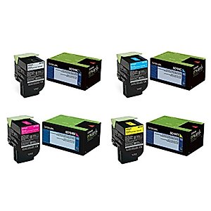 Lexmark 801H (80C1HC0, 80C1HK0, 80C1HM0, 80C1HY0) High Yield 4-Color Toner Cartridge Set