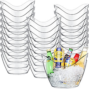 Ice Buckets, Clear Acrylic Ice Bucket for Parties Plastic Champagne Bucket 3.5 Liter Beverage Tub for Cocktail Bar (30 Pack)