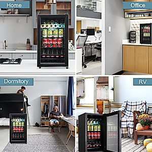Tymyp Beverage Refrigerator, 120 Cans Mini Fridge, Wine Cooler Refrigerator with Adjustable Shelving and Glass Door for Soda Beer or Wine, Perfect for Home/Bar/Office