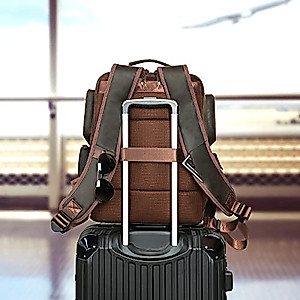 Polare Full Grain Leather Backpack Men's Business Travel Daypacks Camping Weekender Vintage College School Computer Bag Fits up to 15.6 Inch Laptop