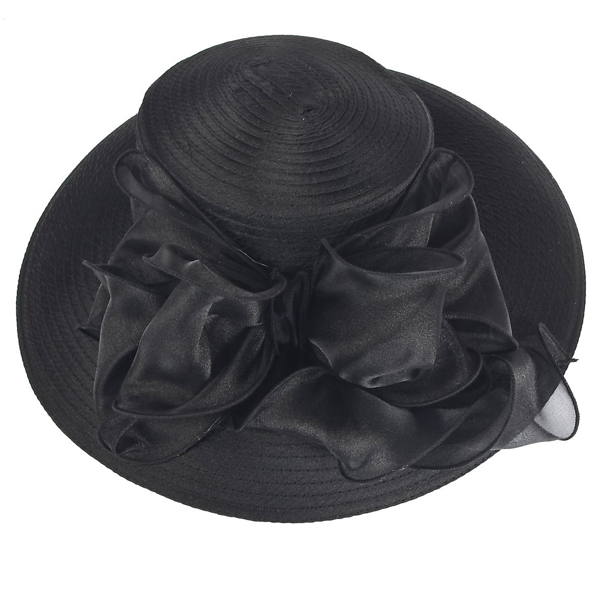 Women Derby Church Dress Cloche Hat Fascinator Floral Tea Party Wedding Bucket Hat S052 (S062-Black)