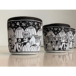 Authentic Clay Tequila - Mezcal Shot Glass Set (Pack-4, Black)