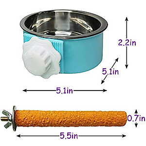 Bird Feeding Dish Cups Parrot Removable Stainless Steel Bowl Perch Stand Platform Pet Food Water Feeder Cage Accessories 1 Pcs Bird Stand Toy for Parakeet Conure Cockatiels Lovebirds Budgie Chinchilla