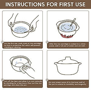 Ceramic Pots Ceramic Soup Pot with Lid Ceramic Cookware Stock Pot Rice Pot Clay Pot for Cooking (Black, 1.9 Quart)