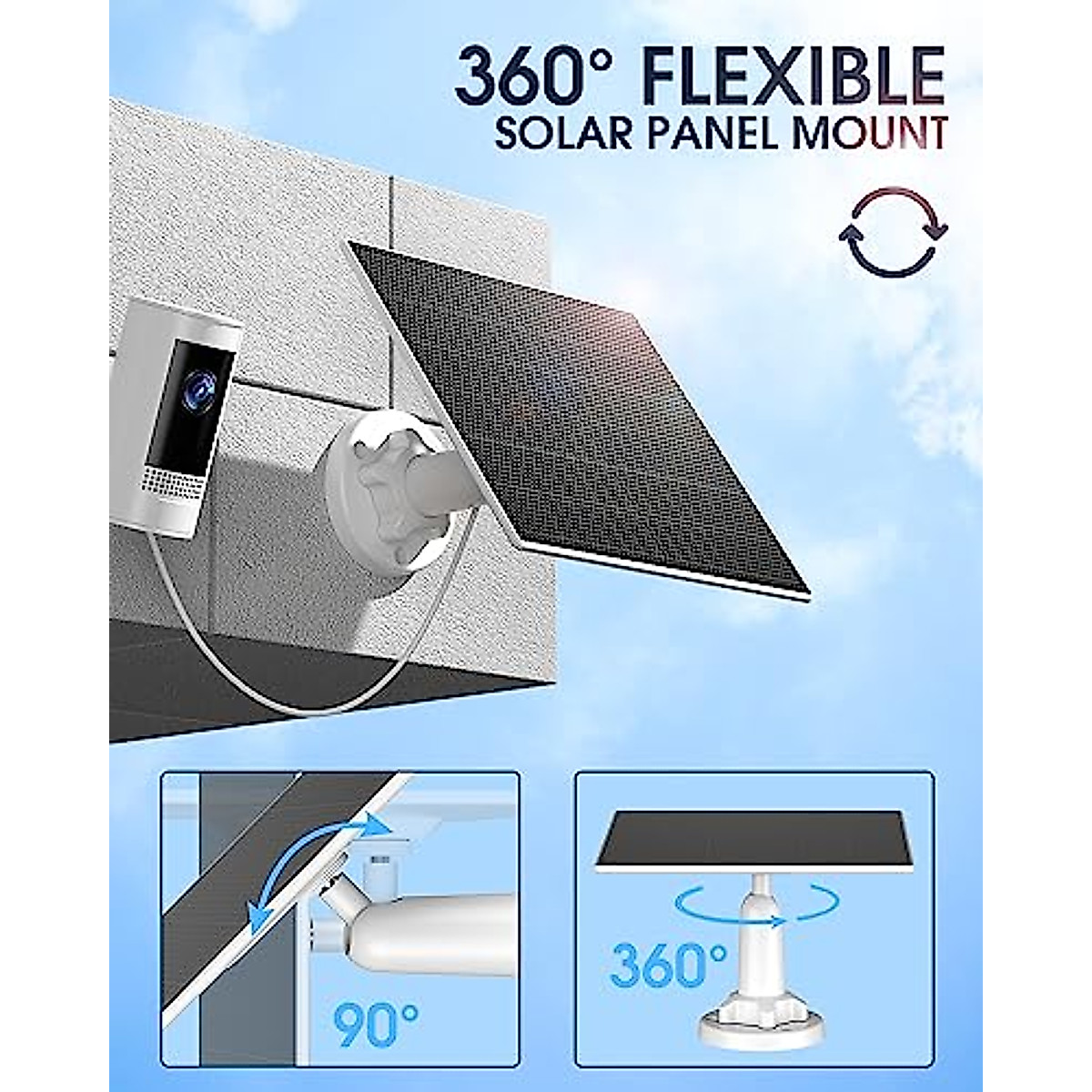EBL Solar Panel Compatible for Ring Camera, 5V 5W Portable Camera Solar Charger Compatible for Spotlight Cam Battery and Stick Up Cam Battery 2nd & 3rd Gen