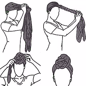 Youme Head Wrap Scarf Stretch Jersey Turban Headwraps African Head Wraps Breathable Soft Hair Wrap for Black Women, Black+Light Brown+ Beige+White, Large