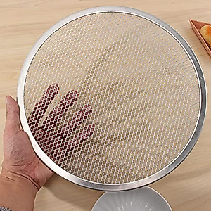 ZIIVARD Pizza Screen Gadgets Seamless Aluminum Pizza Tray Thickened Flat Mesh Commercial Grade Pizza Pan Kitchen Tool Bakeware (12 inch)