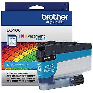 Brother Genuine LC406C Standard Yield Cyan INKvestment Tank Ink Cartridge