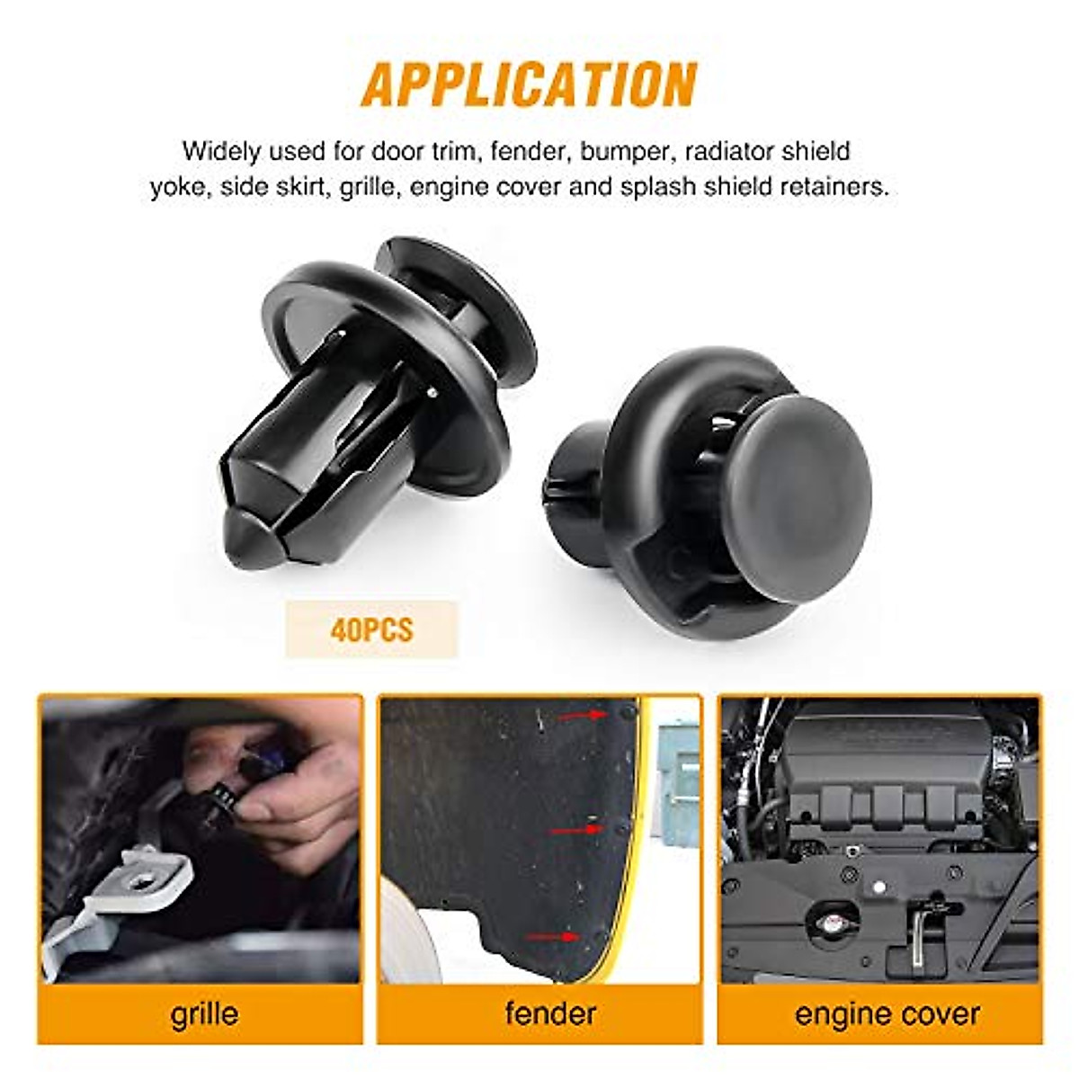 GOOACC GRC-08 Honda and Acura Fender Clips-91503-SZ3-003 40 Pcs Fastener Rivet Clips Nylon Bumper Automotive Furniture Assembly Expansion Screws Kit Auto Body 10mm-40PCS