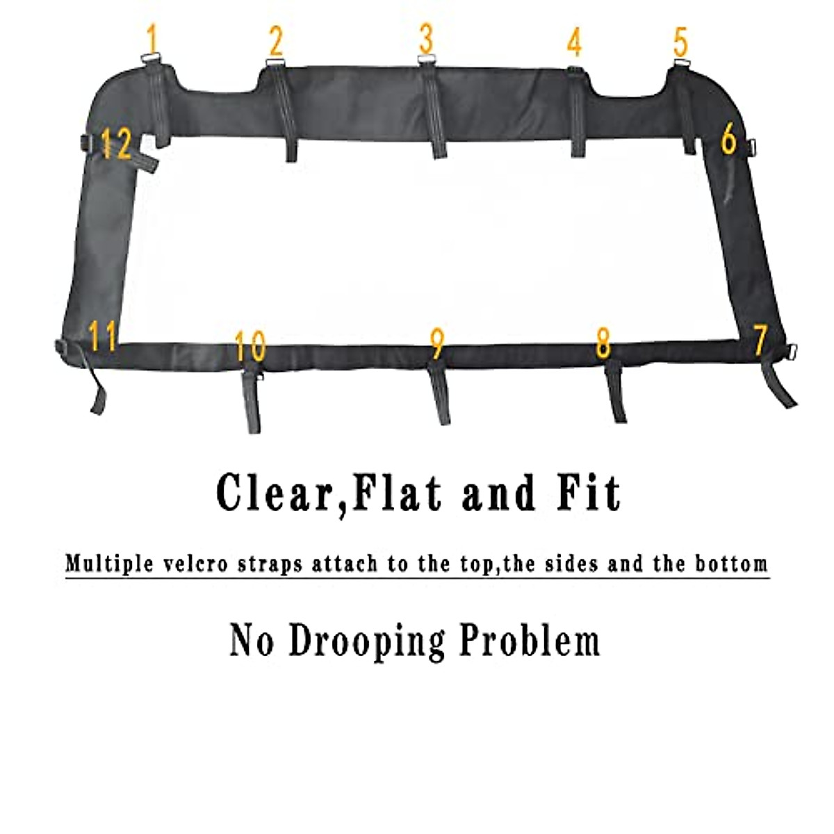 Polaris RZR 1000XP Rear Windshield, Soft Back Window for for RZR 1000 XP, XP 4 1000, TURBO （Bottom Gap for Particle Separator）