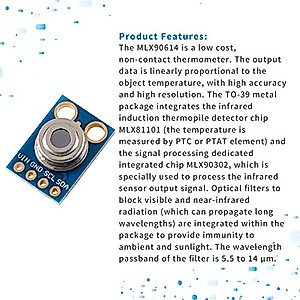 EC Buying GY-906 MLX90614 Non-Contact IR Infrared Temperature Sensor Module IR Temperature Acquisition Module High Precision High Resolution Infrared Temperature Sensor IIC Serial Port for Arduino