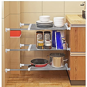 DAHOOMII Adjustable Closet Shelf Divider Tension Rod Expandable Clothes Storage Hanger Coat Rack DIY Stainless Steel 69-91.5cm/27.17inch-36.02inch 0778 -10 0