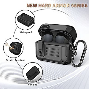 Secure Lock Case for Sony Linkbuds S, WOFRO Shock-Absorbing Protective Cover Military Armor Series Full-Body Shockproof Rugged Hard Shell with Keychain (Black)