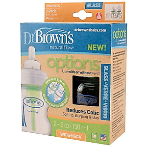 Dr. Brown's Options Wide Neck Glass Bottles, 5 Ounce