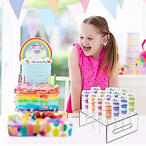 HOUSEEN 20 Pack Push Pops Containers and 16 Holes Acrylic Cake Pop Display Stand, Plastic Cake Push-up Pop with Lids, Base & Sticks, for Weddings Baby Showers Birthday Christmas Party