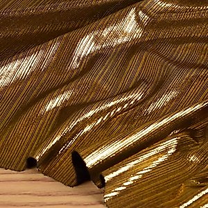 2 Yard Metallic Foil Stretch Fabric, 4 Way Stretch Spandex, Glitter Sewing Fabric by The Yard, Dark Gold Lame Fabric, 72”x59”, A23