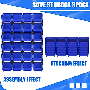 Weysat 24 Pcs Storage Bins Parts Racks, Wall Mounted Tool Storage Bins, Plastic Stackable Garage Storage Bin Organizer for Screws Bolts Nuts Nails Beads Small Hardware Parts Storage Men Gift Tools