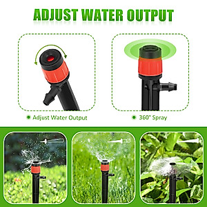Remagr 300 Pcs Drip Irrigation Emitters for 1/4 Inch Drip Irrigation Tubing Flow Drippers 360 Degree Adjustable Drip Irrigation Emitters with Stake Irrigation Sprayers for Garden Lawn Flower Bed