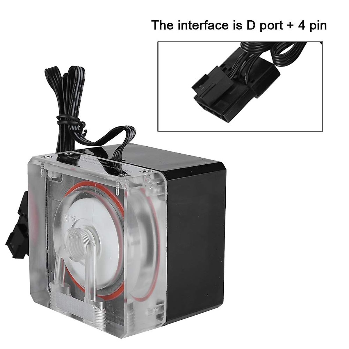 Mute Water Pump,PC Water Cooling Integrated Water Pump Support PWM Intelligent Control Speed,Universal G1/4 Threaded Pipe Connection,D Port + 4 Pin Interface