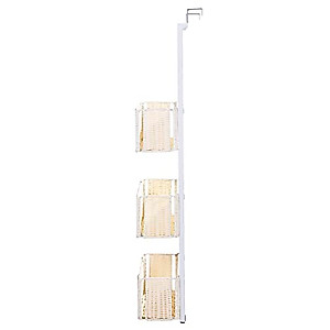 SEI Furniture Over-The- Door 3-Tier Woven Basket Storage, White