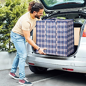 NDSWKR 6 Pack 158L Checkered Moving Bag, Heavy Duty Storage Totes with Zipper and Handle, Extra Large Laundry Bag for Clothes Bedding Comforter Blanket Organizer Dorm