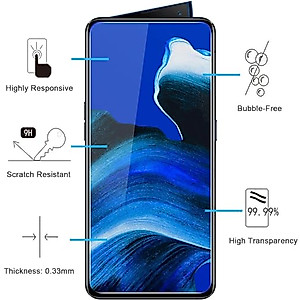 NEW'C 3 Pack Designed for Oppo Reno 2, Reno 2Z Screen Protector Tempered Glass, Case Friendly Anti Scratch Bubble Free Ultra Resistant