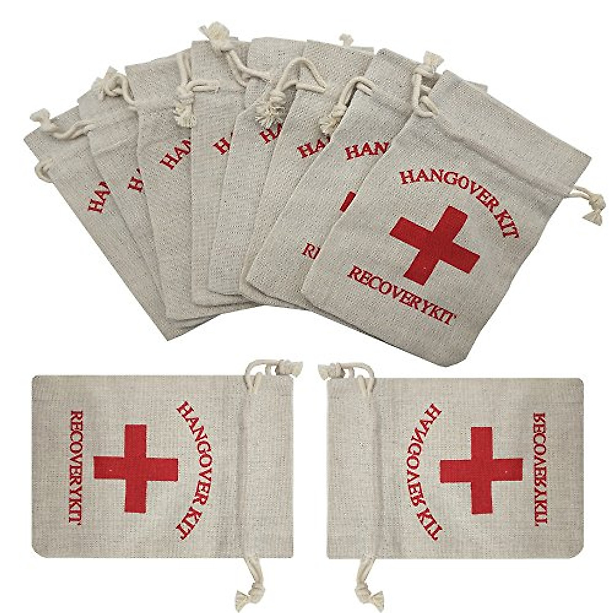 Ankirol 20pcs Burlap Bags 3.9x5.5'' With Drawstring Hangover Kit Bags Recovery Kit Survival Kit Drawstring Pouches Favor Bags Muslin Bags (handover kit)