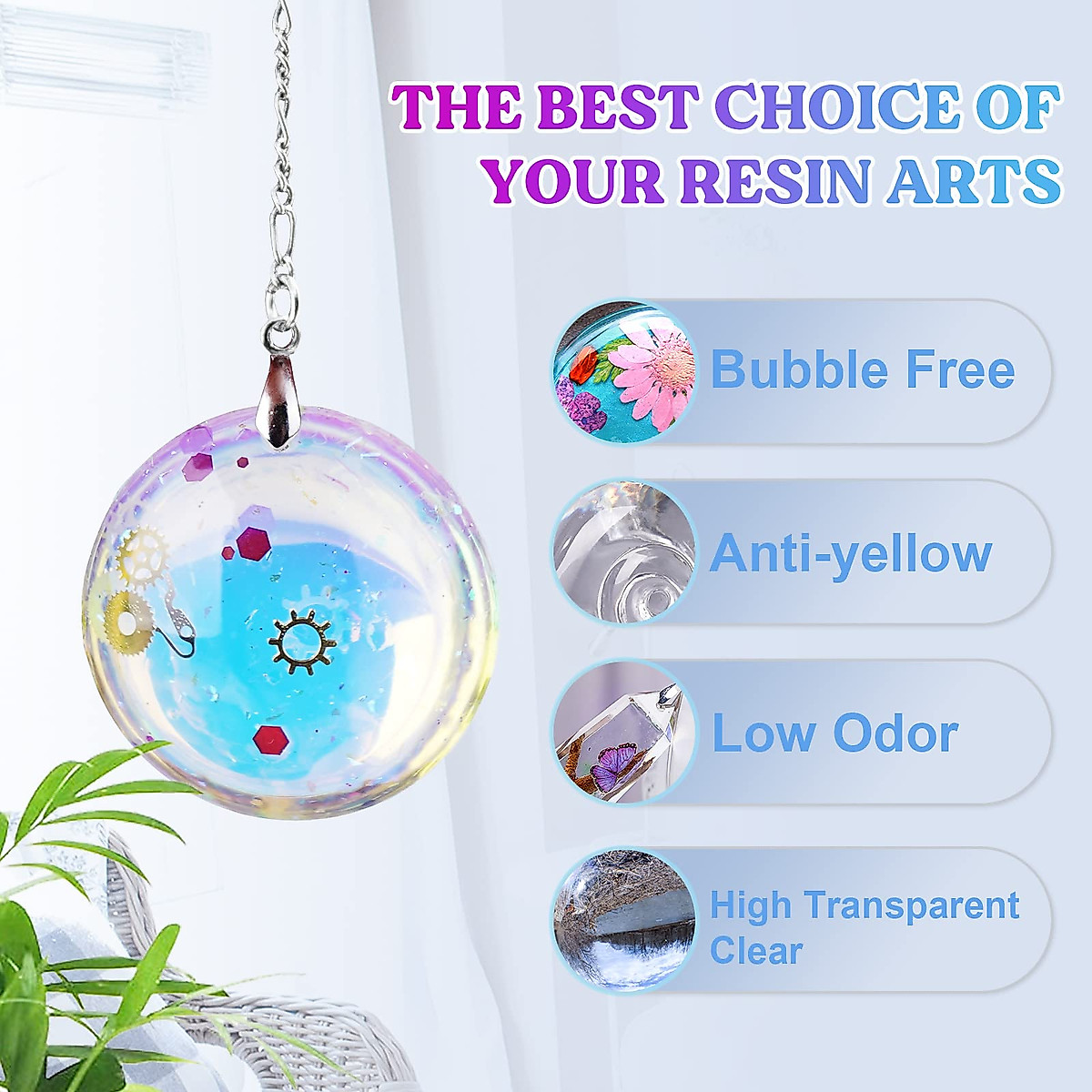 LET'S RESIN Upgraded 1500g Ultraviolet Epoxy Resin, Clear, Odorless & Low Shrinkage, Hard with Silicone Measuring Cups, UV Resin Kit for Jewelry, Craft Decoration