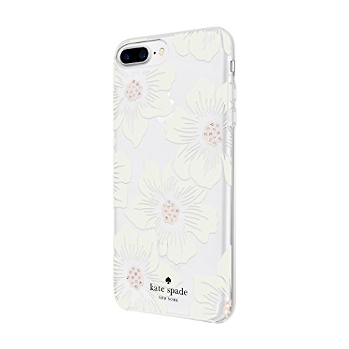 kate spade new york Protective Hardshell Case for iPhone 8 Plus, iPhone 7 Plus, iPhone 6s Plus & iPhone 6 Plus - Hollyhock Floral Clear / Cream with Stones