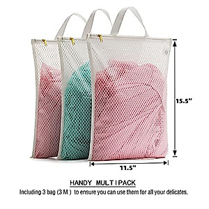TENRAI Laundry Bag Mesh Wash Bag，Use YKK Zipper，Tote Bag Bathroom Hanging, Bra Fine Mesh Wash Bag for Underwear 3 Bags（3M Cellular Mesh ）