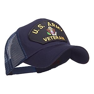 e4Hats.com US Army Veteran Military Patched Mesh Cap - Navy OSFM
