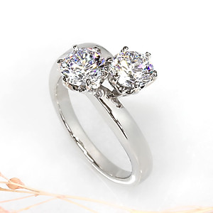 DoubleAccent Sterling Silver Ring Wedding Ring Round 1.7 carat CZ Stone Two-Stone by-your-side Engagement Ring 12MM (Size 5 to 10), 7