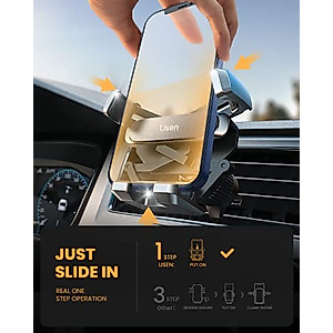 LISEN Car Vent Phone Mount for Car Phone Holder Upgraded Metal Hook Clip Air Vent Cell Phone Holder Mount Auto Lock Thick & Big Phone Friendly Car Mount for iPhone 14 Pr Max all 4-7.5 inch Smartphone