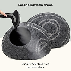 MEOWFIA Cat Cave – Premium Felt Cat Bed for Indoor Cats, Handmade 100% Merino Wool (Dark Shades) (Medium, Dark Grey)