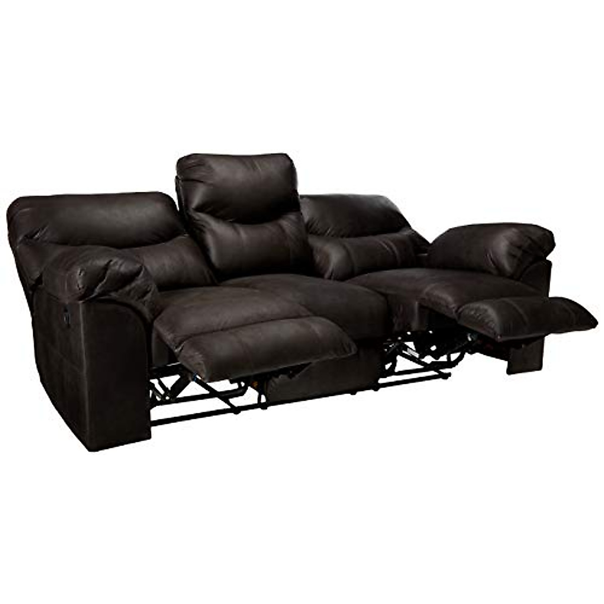 Signature Design by Ashley Boxberg Oversized Faux Leather Manual Pull Tab Reclining Sofa, Dark Brown