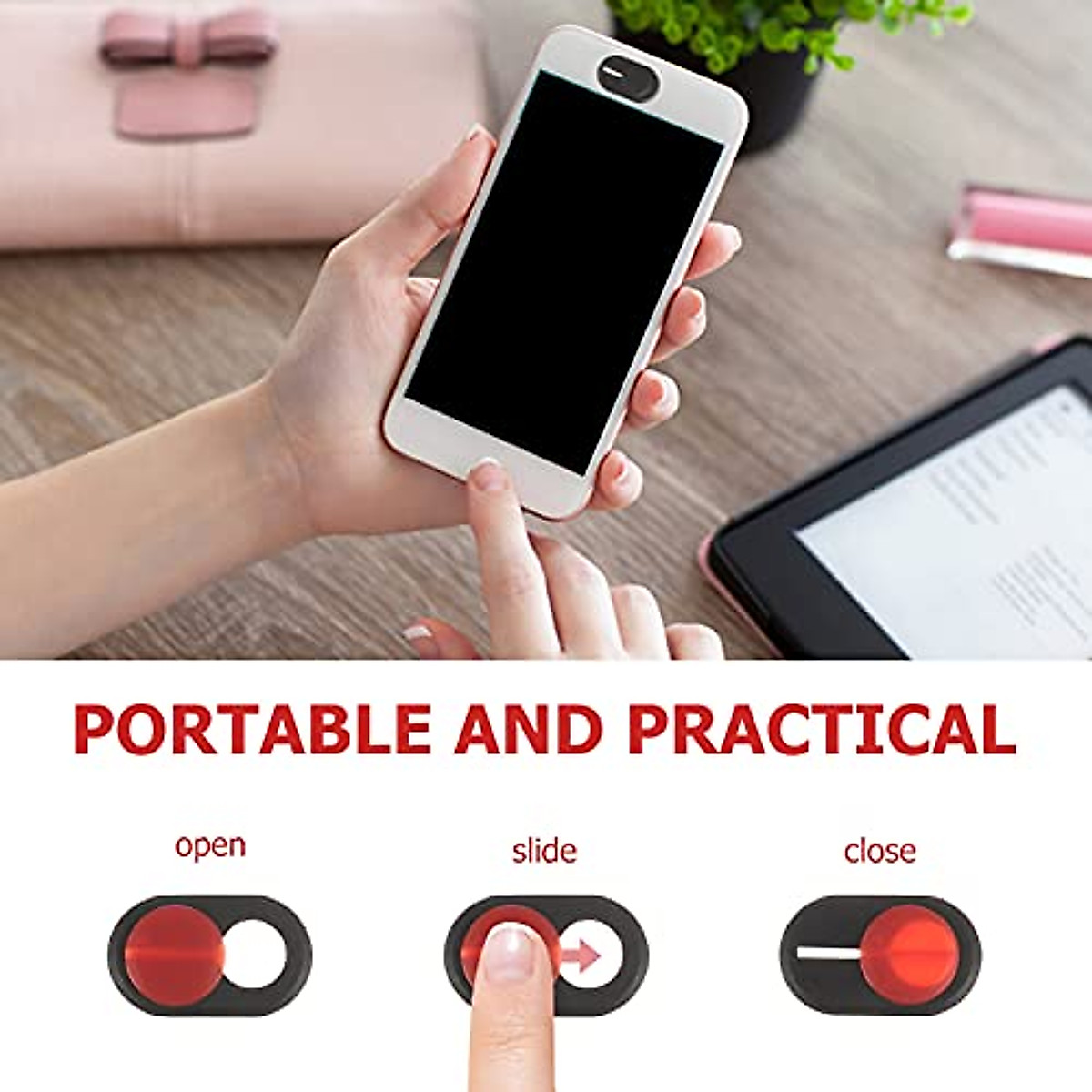 OSALADI Computer Camera 4PCS Webcam Cover Slide Camera Blocker Ultra- Thin Camera Covers Webcam Privacy Shutter Protects for Laptop Cell Phone Tablet PC Notebook Accessory Black Red Pc Camera