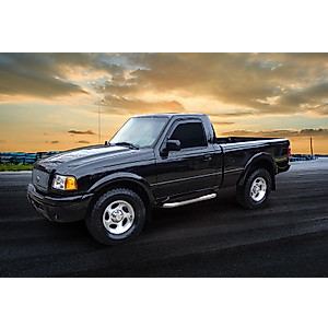 Window Visor Compatible with 1993-2011 Ford Ranger Mazda, in Channel Style Dark Smoke Tint Acrylic Shade Rain Sun Guard Wind Vent Air Deflector by IKON MOTORSPORTS, 1994 1995 1996 1997 1998 1999