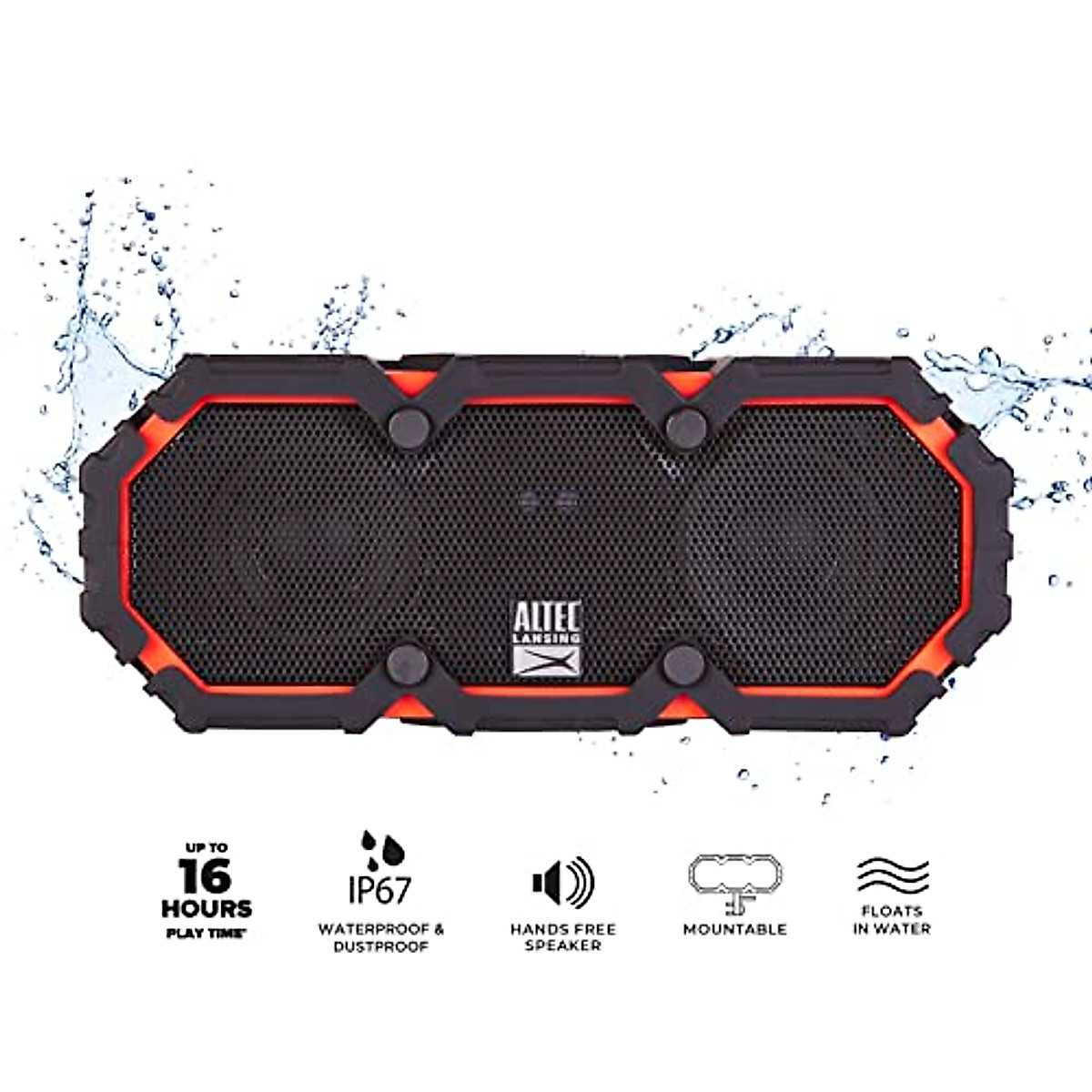 Altec Lansing LifeJacket 2 - Waterproof Bluetooth Speaker, Floating Portable Speaker for Travel & Outdoor Use, Deep Bass & Loud Sound, 30 Hour Playtime