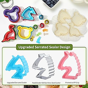 MUYIYAMEI Sandwich Cutter and Sealer set, 4 Bread Sandwich Sealer Pancake Maker DIY Children's Cookie Cutter Bento Box, Mouse head, Dinosaur, Bear head, Horse head, Cookie Cutter Mold.