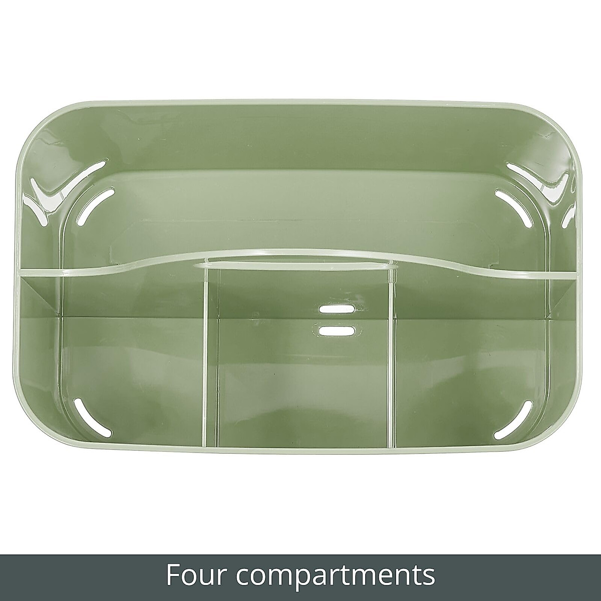 mDesign Small Plastic Shower/Bath Storage Organizer Caddy Tote with Handle for Dorm, Shelf, Cabinet - Hold Soap, Shampoo, Conditioner, Combs, Brushes, Lumiere Collection, Olive Green