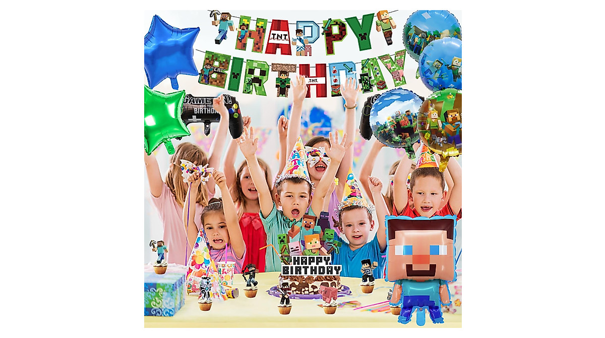 Pixel Theme Balloons for Video Game Birthday Parties