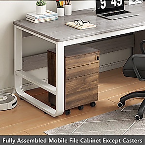 TOPSKY 3 Drawers Wood Mobile File Cabinet Fully Assembled Except Castors (Oak, 16.3x15.7x24.4)