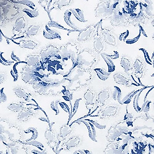 Laura Ashley Home - Queen Sheets, Soft Sateen Cotton Bedding Set - Sleek, Smooth, & Breathable Home Decor (Lorelei Dark Blue, 4 pcs, Queen)