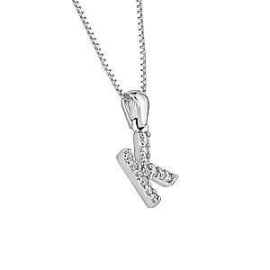 Diamond Wish 14k White Gold Letter K Diamond A to Z Initial Pendant Necklace (1/10cttw) with 18-inch chain