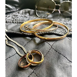 Stimm Tri-Tone Bangle Bracelet Interlocked Stainless Steel in Rose Silver Yellow Gold Women